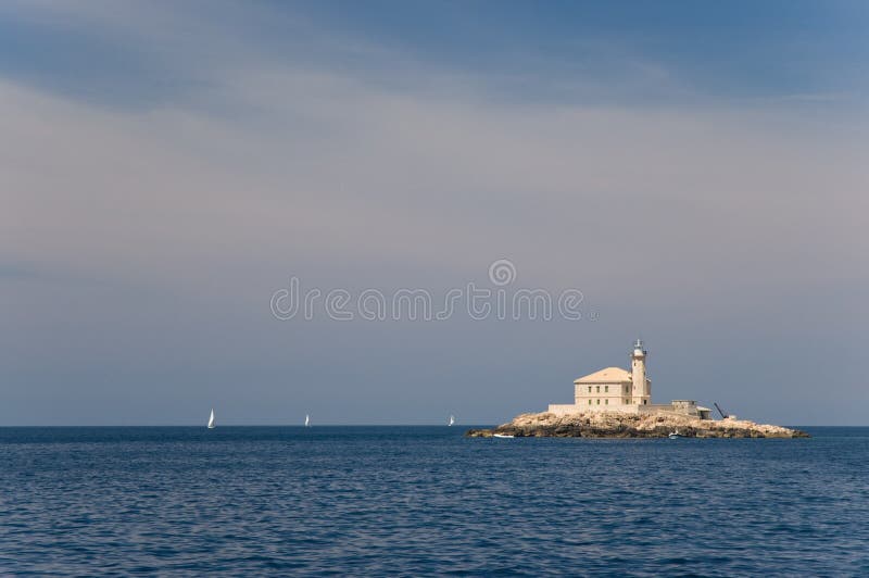 Old Lighthouse on Little Island Stock Photo - Image of safety, scene ...