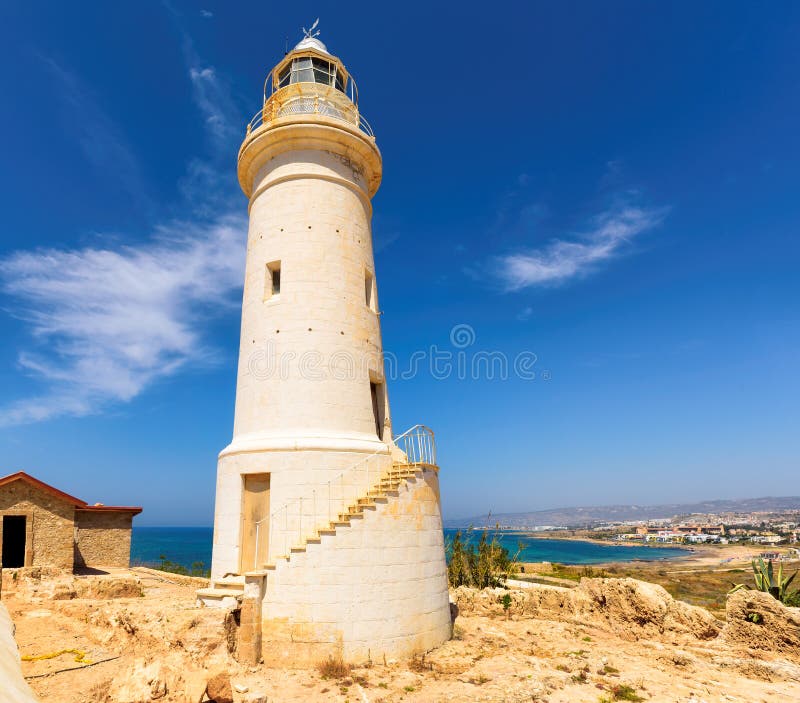 The Old Lighthouse in Paphos, Cyprus Stock Image - Image of signal ...