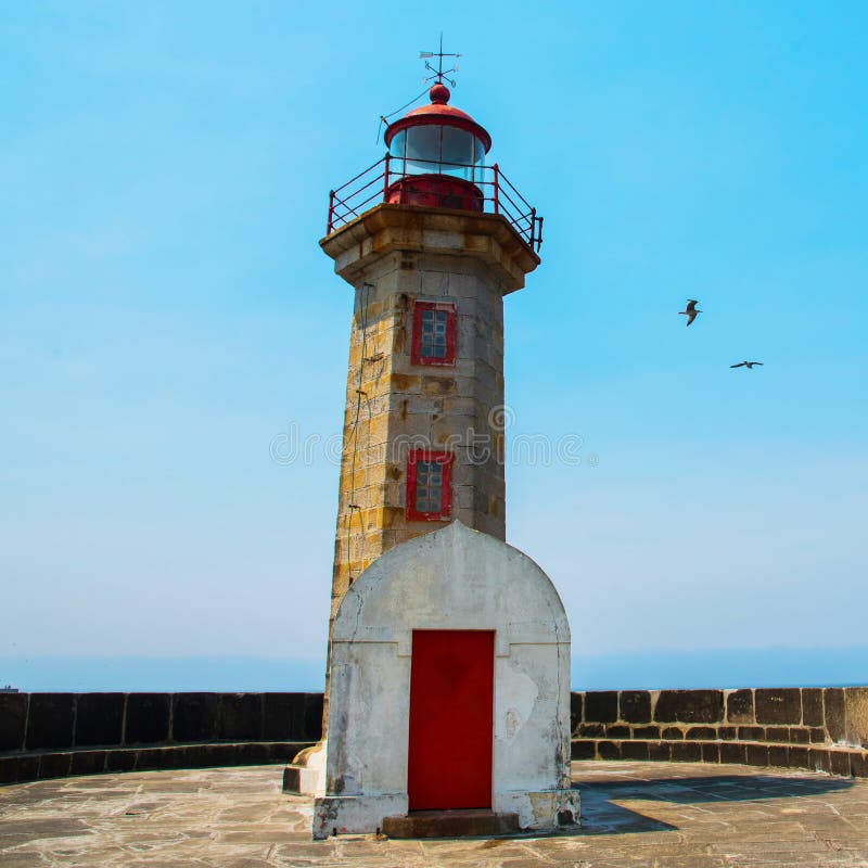 Old lighthouse in Porto stock image. Image of portuguese - 56181945