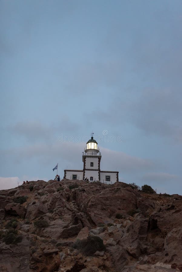 Old Lighthouse on the Top of a Cliff Stock Image - Image of flag ...