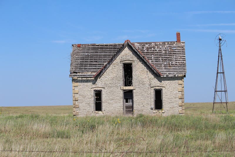 Old Limestone House Built in the 1800`s Stock Photo - Image of fields ...
