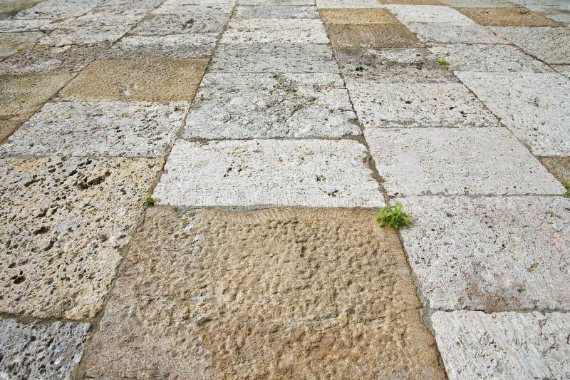Old Limestone Medieval Paving Made with Stone Blocks of Rectangular ...