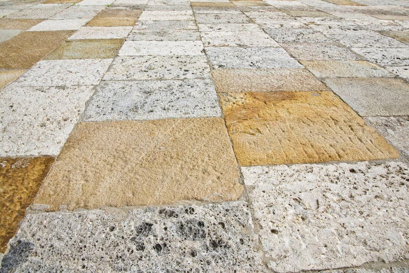 Old Limestone Medieval Paving Made with Stone Blocks of Rectangular ...