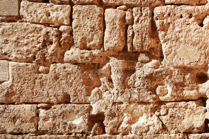 Old Limestone Wall Stone Biblical Times Stock Image - Image of aged ...