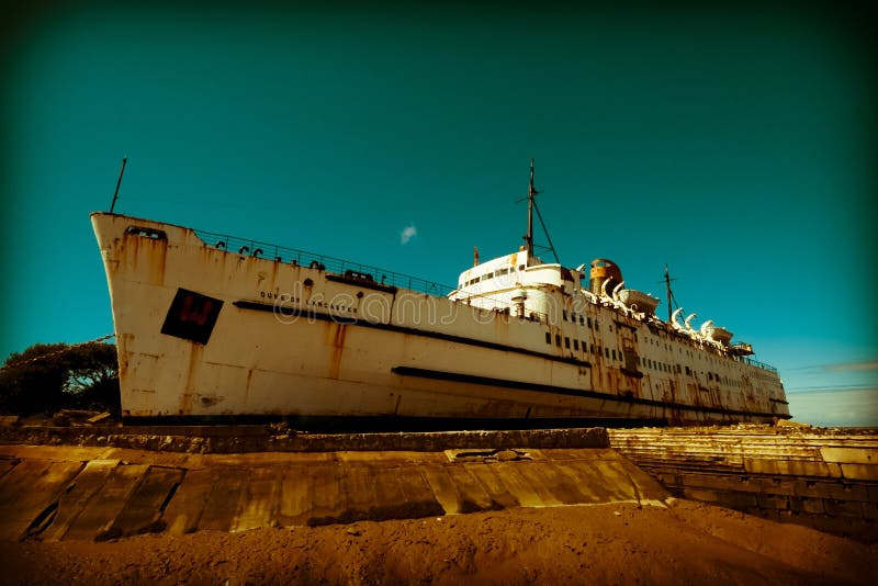Old liner ship retired stock photo. Image of anchored - 22777336