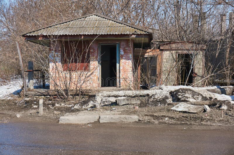 Old Abandoned Destroyed Brick House. Stock Image - Image of backdrop ...