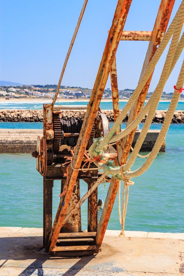 Old Loading Crane in the Harbor Stock Photo - Image of facility ...