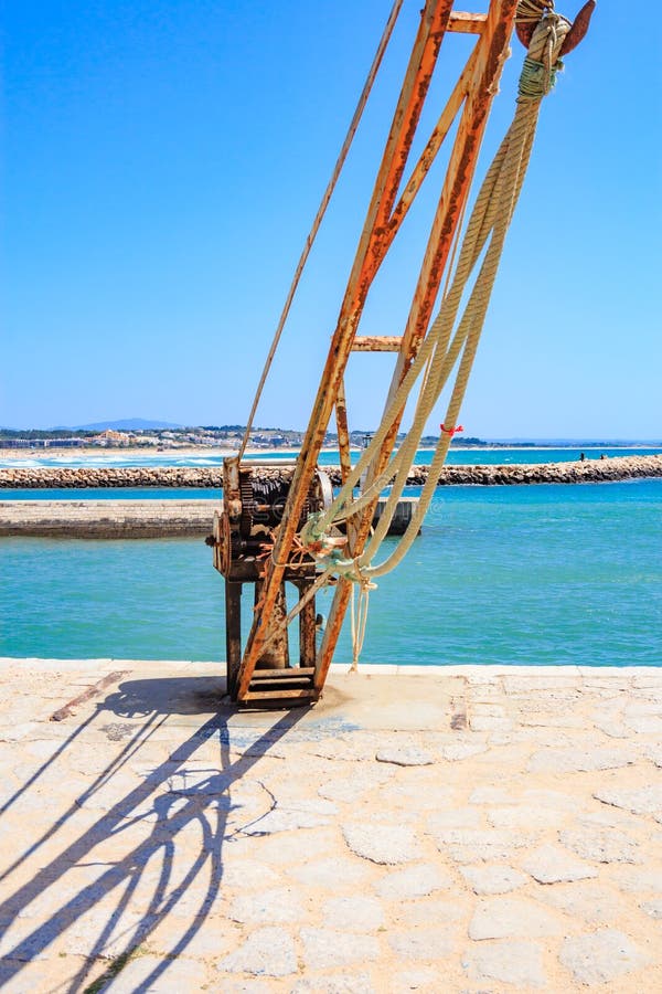 Old Loading Crane in the Harbor Stock Image - Image of load, metal ...