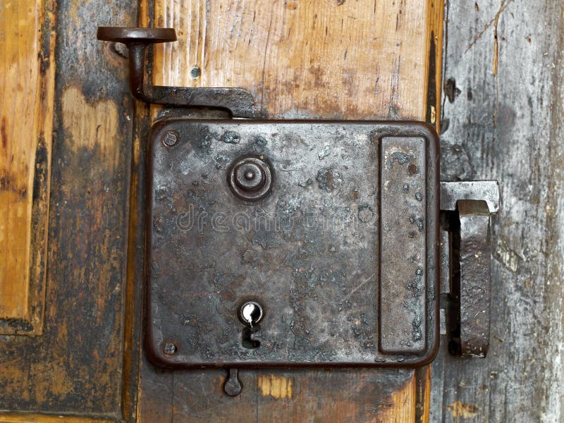 Old Lock and Locking Hardware on Antique Jail Door Stock Photo - Image ...