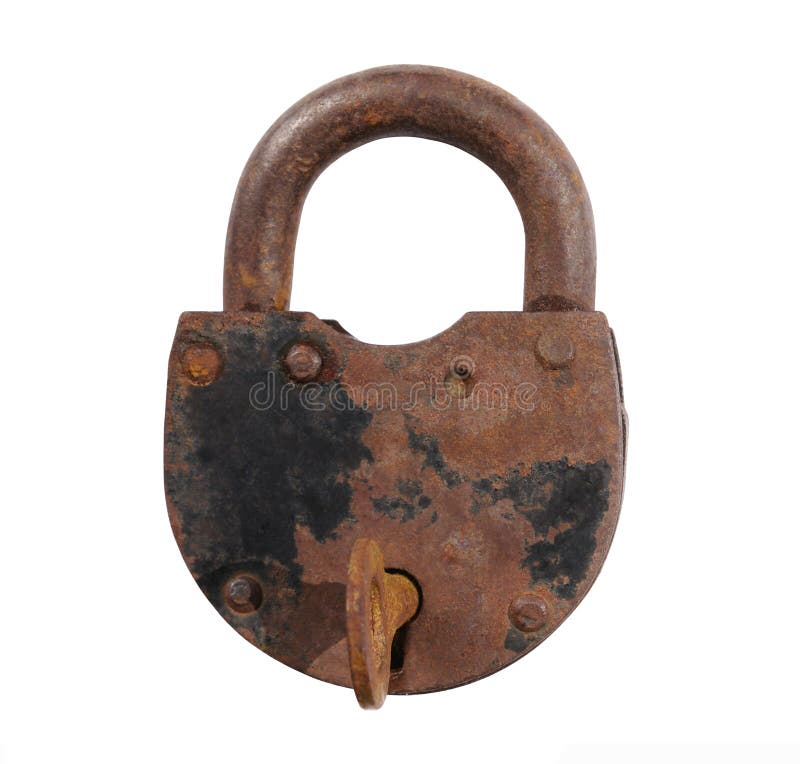 Rusty Padlock w/ Key stock image. Image of backgrounds - 1278225