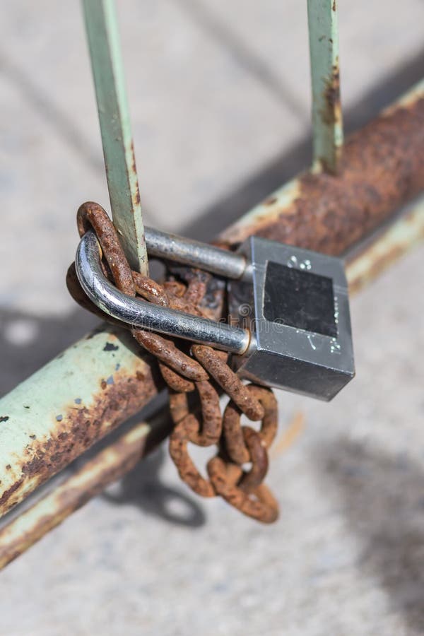 Old lock with chain stock image. Image of protection - 79059355