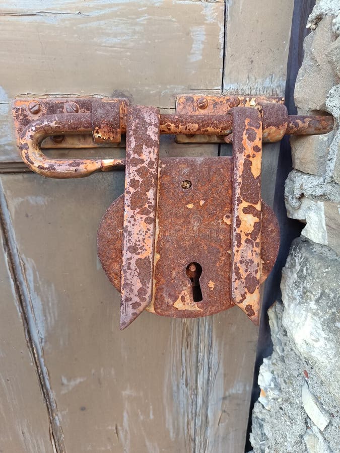 Old Lock on a Door in an Old Small Town Stock Image - Image of open ...