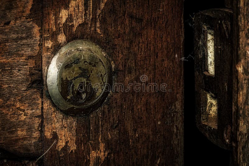 Old Lock on Half-open Wooden Door Stock Image - Image of aged, macro ...