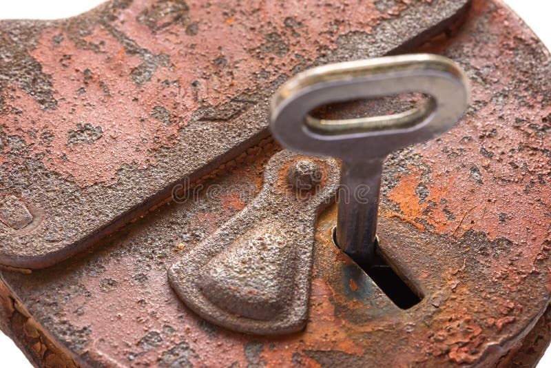 Old lock with a key stock photo. Image of secure, interlock - 89940432