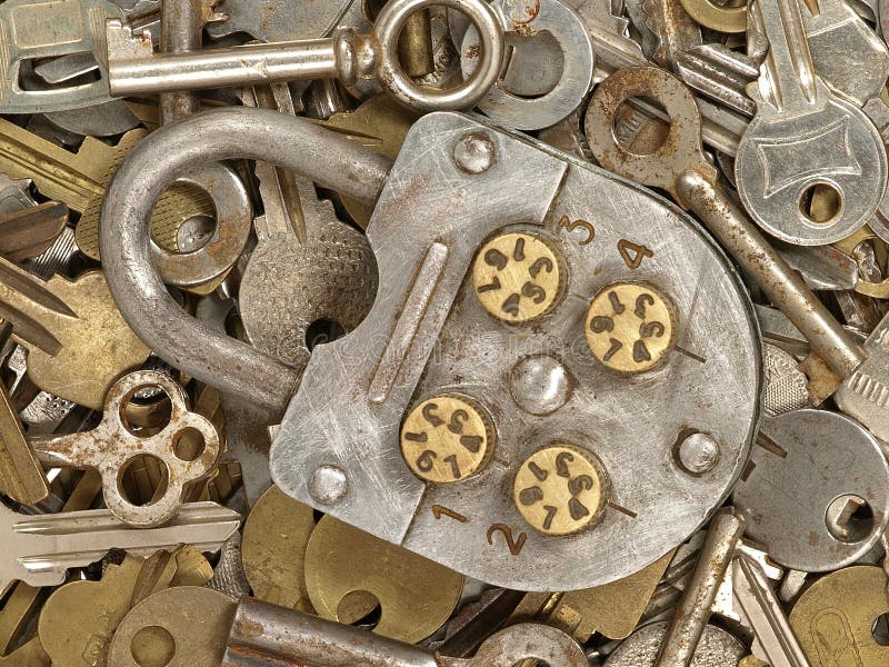 Old lock and old keys. stock image. Image of padlock - 20195857