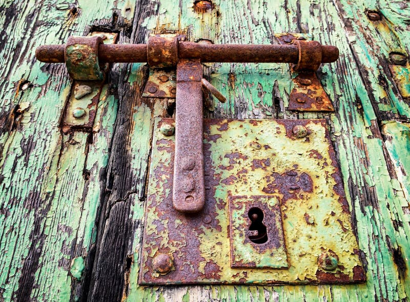 Old lock stock photo. Image of front, latch, iron, brown - 49962492