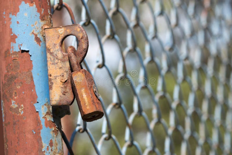 Old lock with wire fence stock image. Image of knob, wire - 61625953