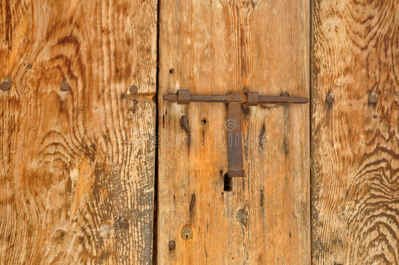 Old lock in a wood door stock image. Image of iron, keyhole - 97455117
