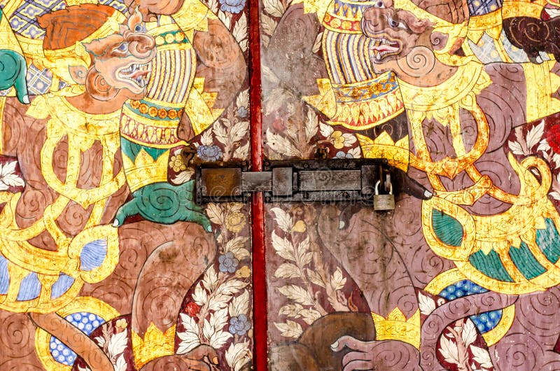 Old Lock on the Wooden Door Close on the Wall Stock Photo - Image of ...