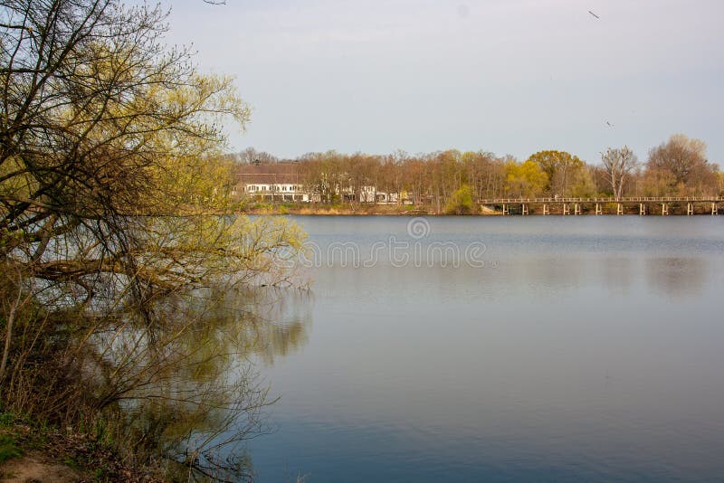 Old Locked Bridge at the Auensee in Leipzig Stock Image - Image of ...