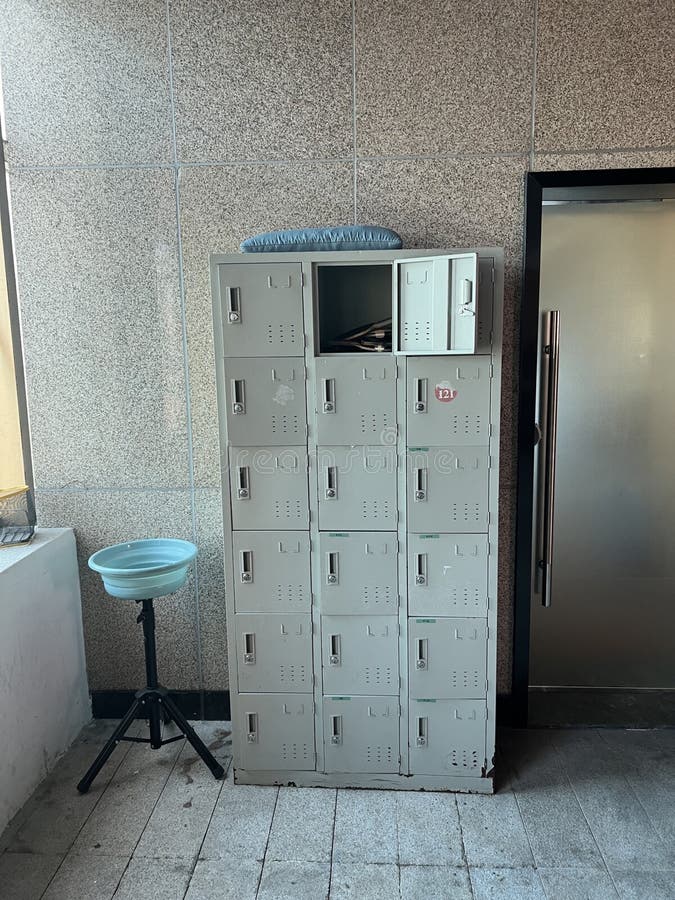 Old Locker in the Corner of the Room Stock Photo - Image of wall ...