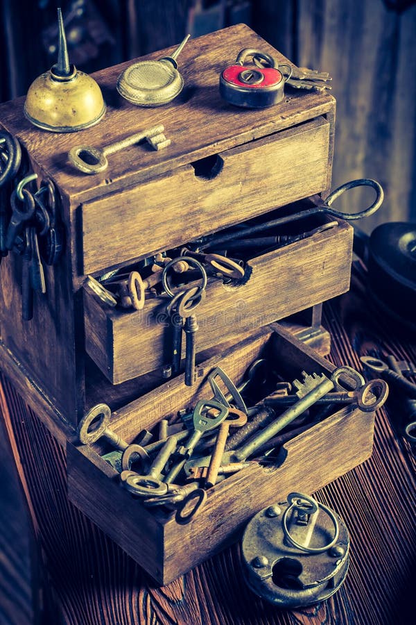 Old Locksmiths Workshop with Keys and Locks Stock Photo - Image of ...