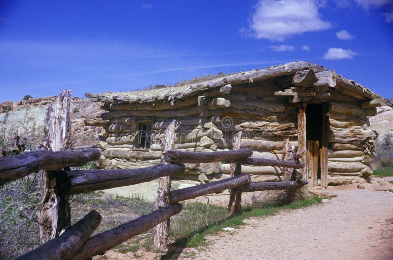 Old Log Building on Wolf Ranch, Arches National Park, UT Stock Photo ...