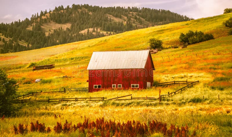 Old Log Cabin on Ranch in the Mountains Stock Photo - Image of wooden ...