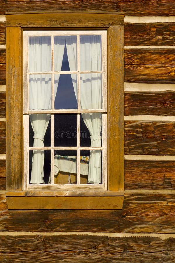 Old log cabin window stock photo. Image of background - 18146710
