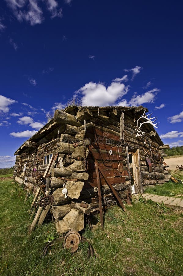 Old Log-Home in Boundary/Alaska Stock Image - Image of highway ...