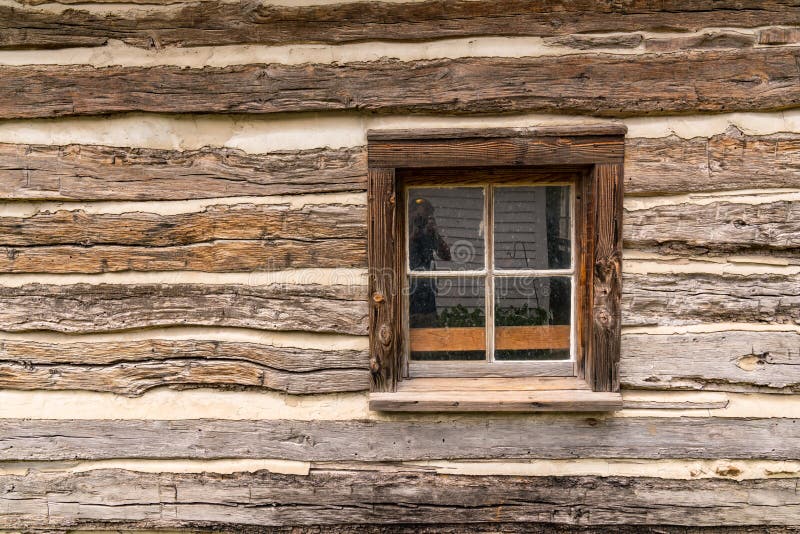 Old Window in Log Cabin stock image. Image of rural - 140428939