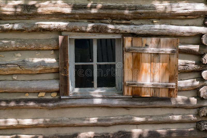 Old Window in Log Cabin stock image. Image of rural - 140428939