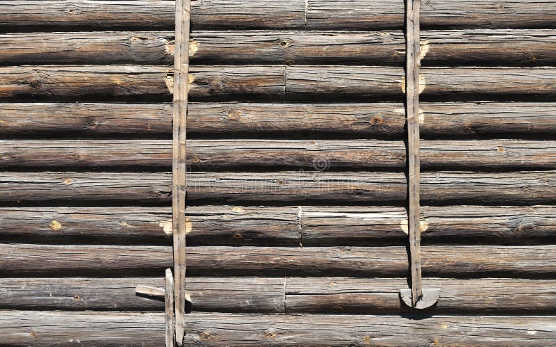 Retaining Wall of Stacked Logs Stock Image - Image of stacked, retain ...