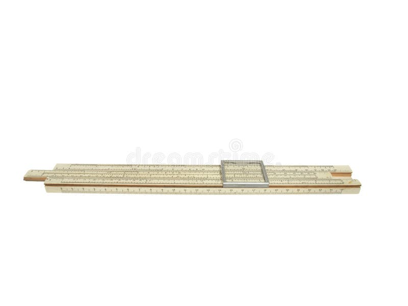 Old Logarithmic Ruler for Arithmetic Calculations Isolated on a Stock ...