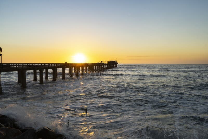 Old Long Wooden Jetty at Sunset Stock Image - Image of historic ...