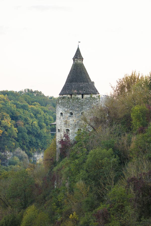 Old Lookout Tower Over Canyon in Green Foliage Stock Image - Image of ...