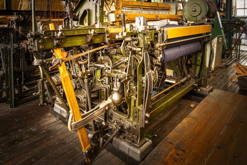 Old Loom in weaving shed stock photo. Image of technology - 253668944