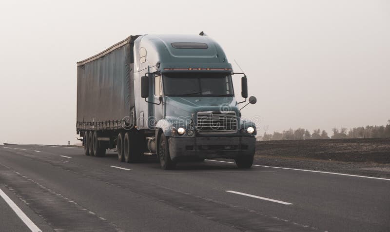 Old Lorry Traffic Transport on Motorway in Motion Stock Image - Image ...