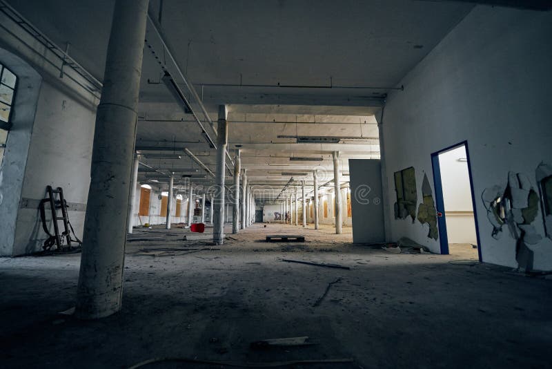 Old Lost Abandonend Factory Building Hall Stock Photo - Image of expire ...