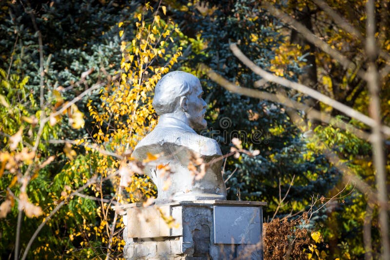 Ild lost statue in forest stock image. Image of concrete - 132625847