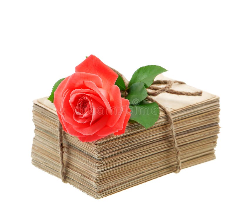 Old Postcards Letters Red Rose Flower Stock Photos - Free & Royalty ...