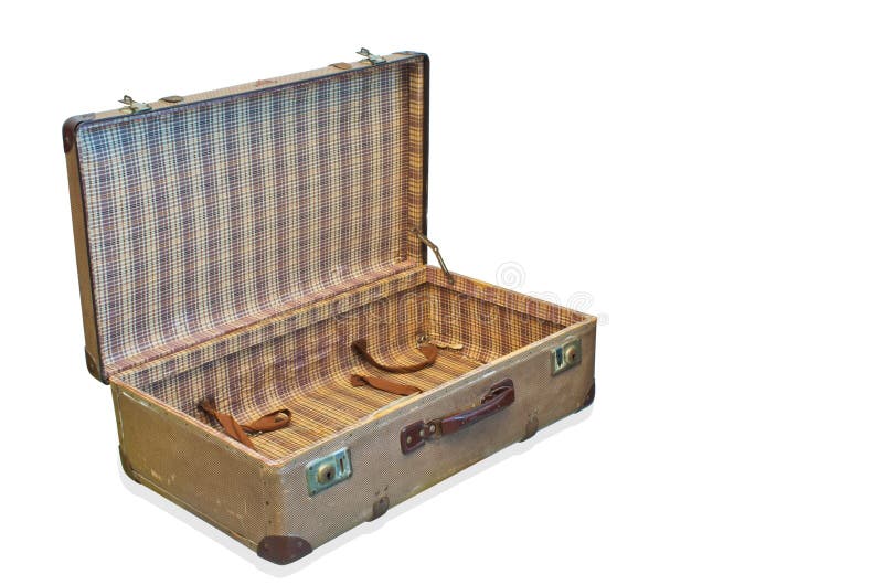 Vintage Suitcase or Luggage Open, Isolated Stock Image - Image of ...