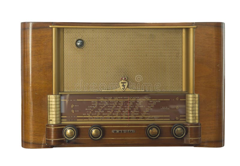 Old Radio Receiver in Luxury Wood Box Stock Photo - Image of multimedia ...