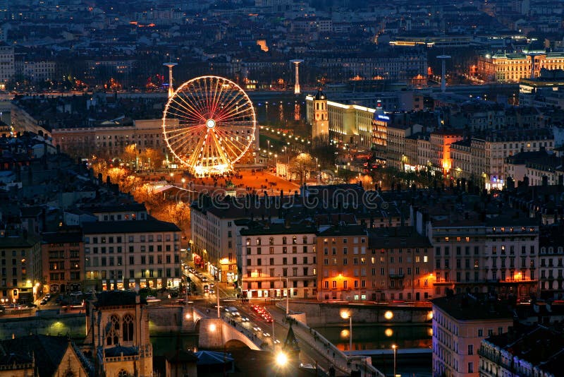 Old Lyon at night stock image. Image of city, european - 4454547
