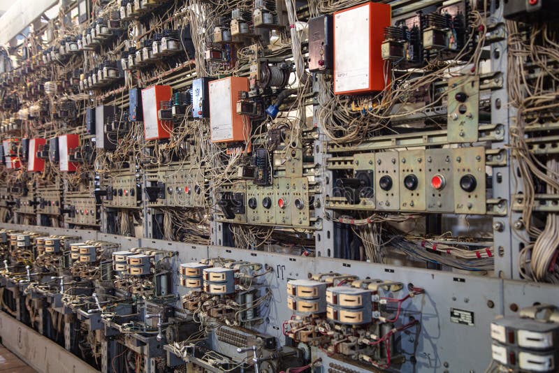 Old machine generator room stock photo. Image of factory - 217180428