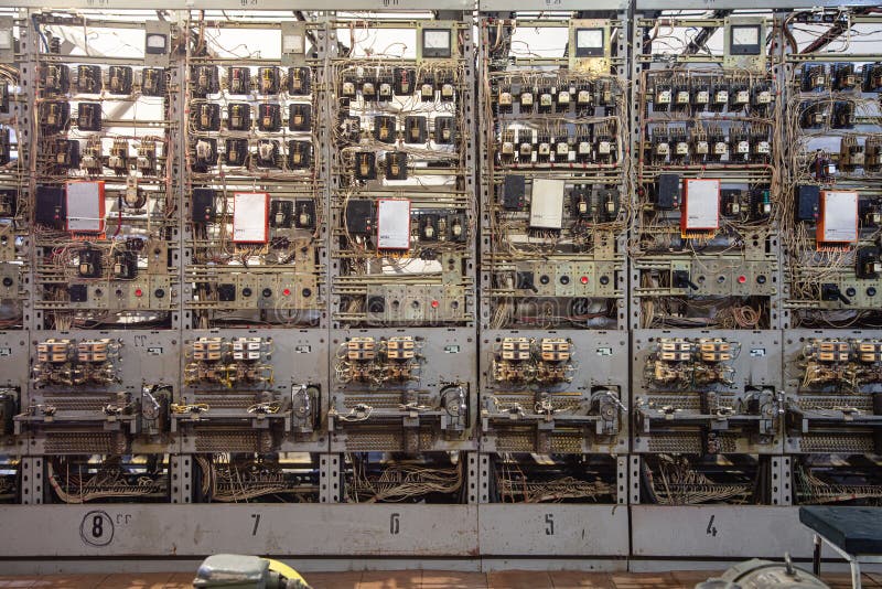 Old machine generator room stock image. Image of facility - 217180989