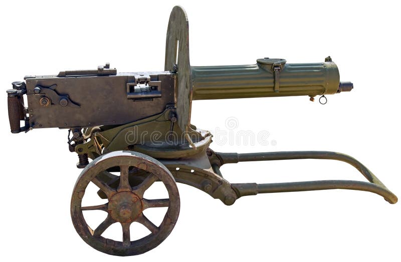 Old Machine Gun Maxim`s System on White Stock Image - Image of battle ...