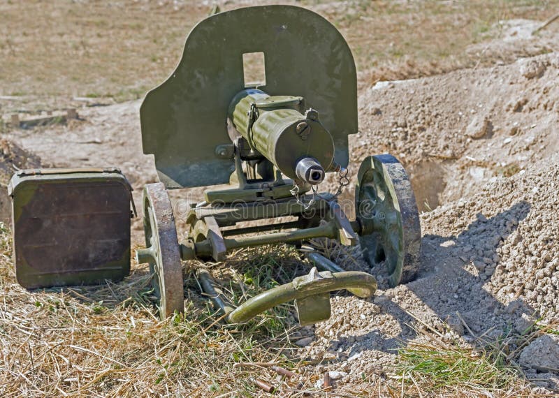 Old Machine Gun Maxim`s System on White Stock Image - Image of battle ...