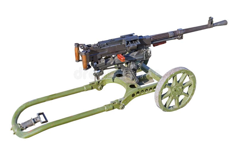 Old Machine Gun on white stock image. Image of green - 104902025