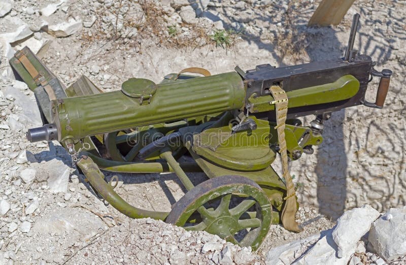 Old Machine Gun on Position Editorial Photography - Image of museum ...